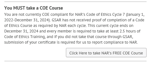 GSAR Hot News - 22 days left to complete mandatory NAR Code of Ethics ...