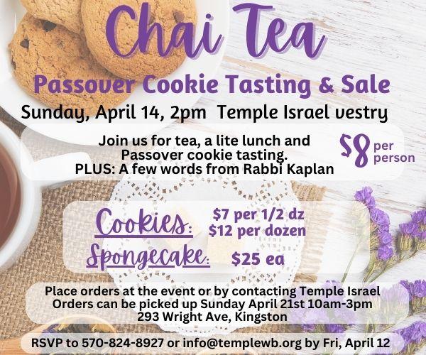 This Weekend- SAT: Healthcare Shabbat, SUN: Chai Tea Passover Cookie ...