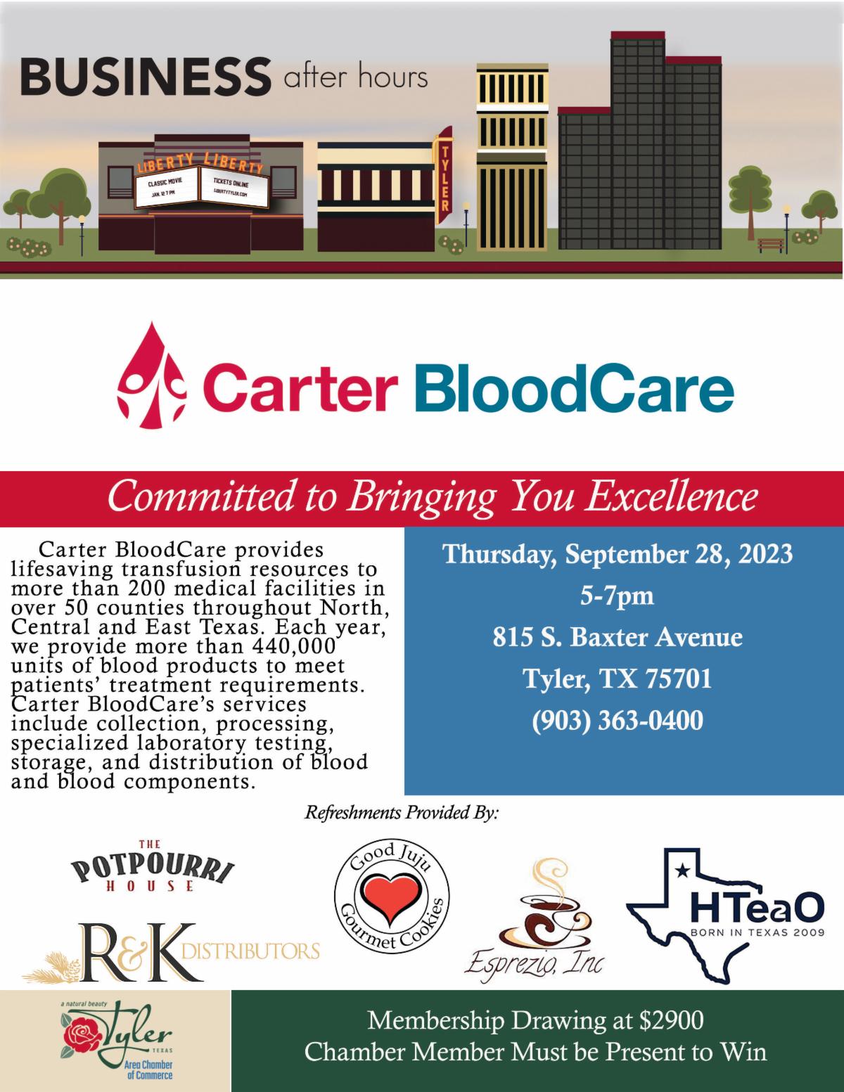 2023 SEPTEMBER BUSINESS AFTER HOURS HOSTED BY CARTER BLOODCARE!
