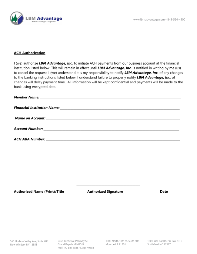 ACH Authorization
