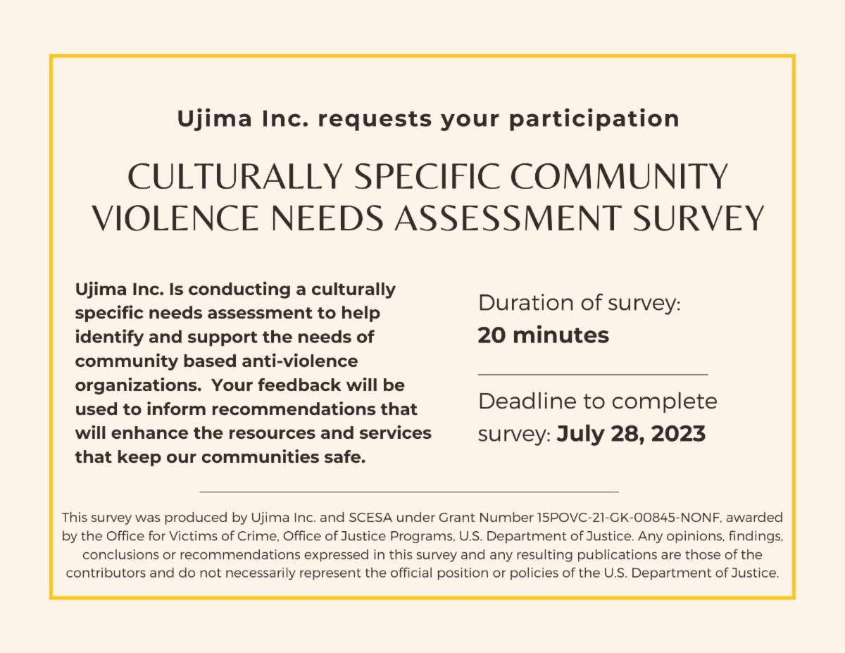 Culturally Specific Community Violence Needs Assessment Survey, Please ...