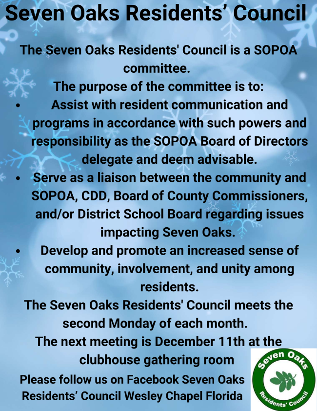 Check out the Latest News from the Seven Oaks Clubhouse!