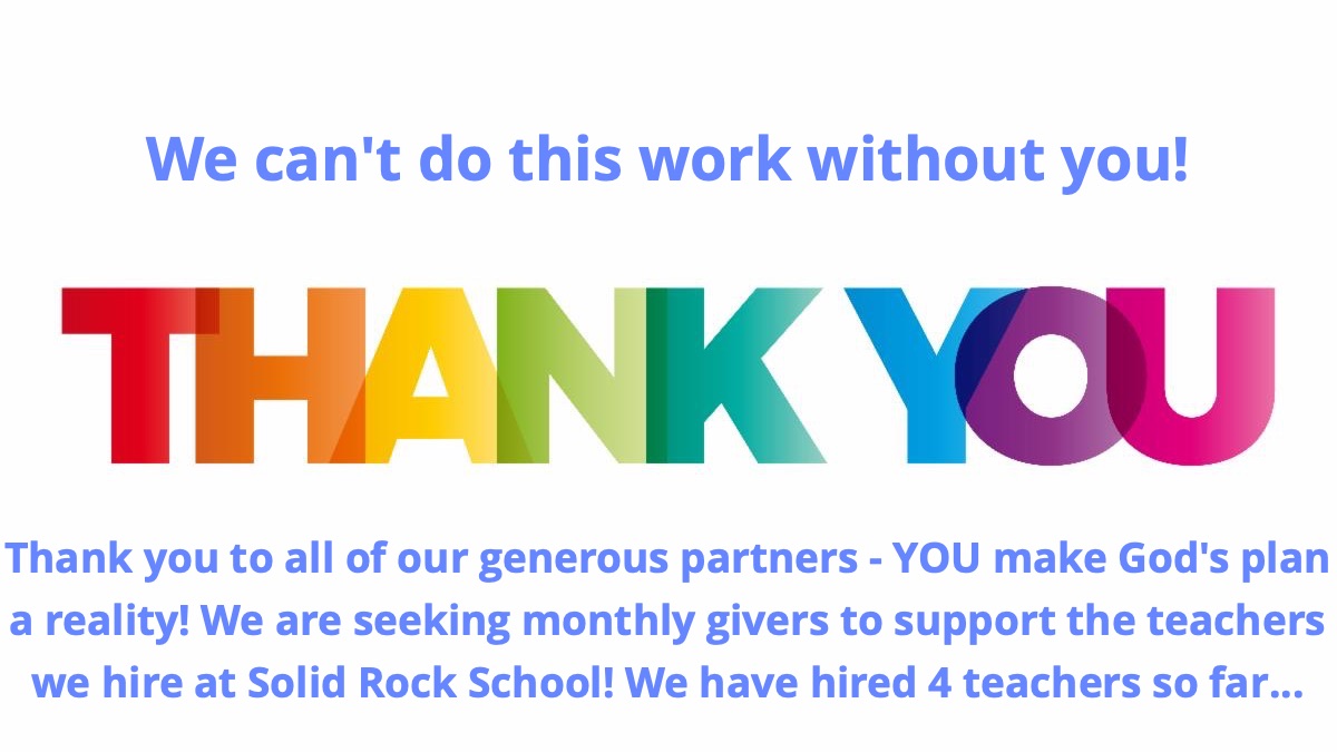 Summer TOUR, Give BIG, and Solid Rock School OPENING!