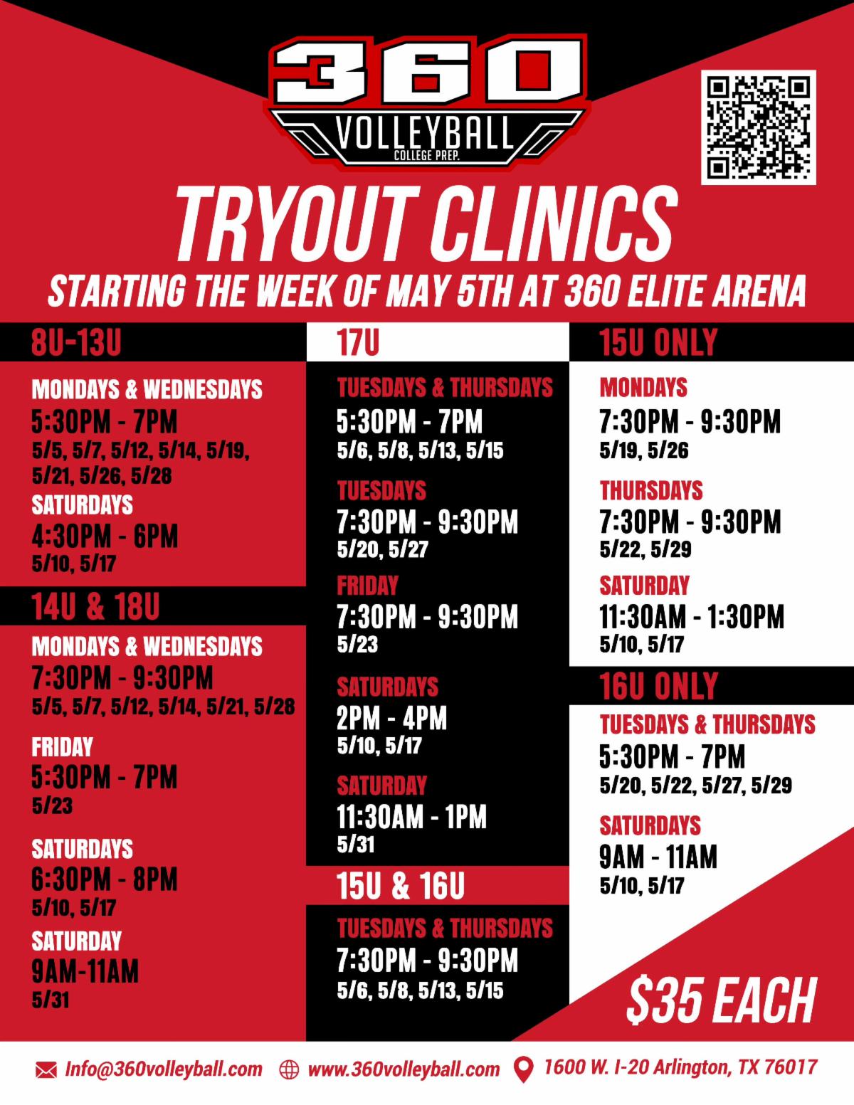 TRYOUTS AT 360 VOLLEYBALL!