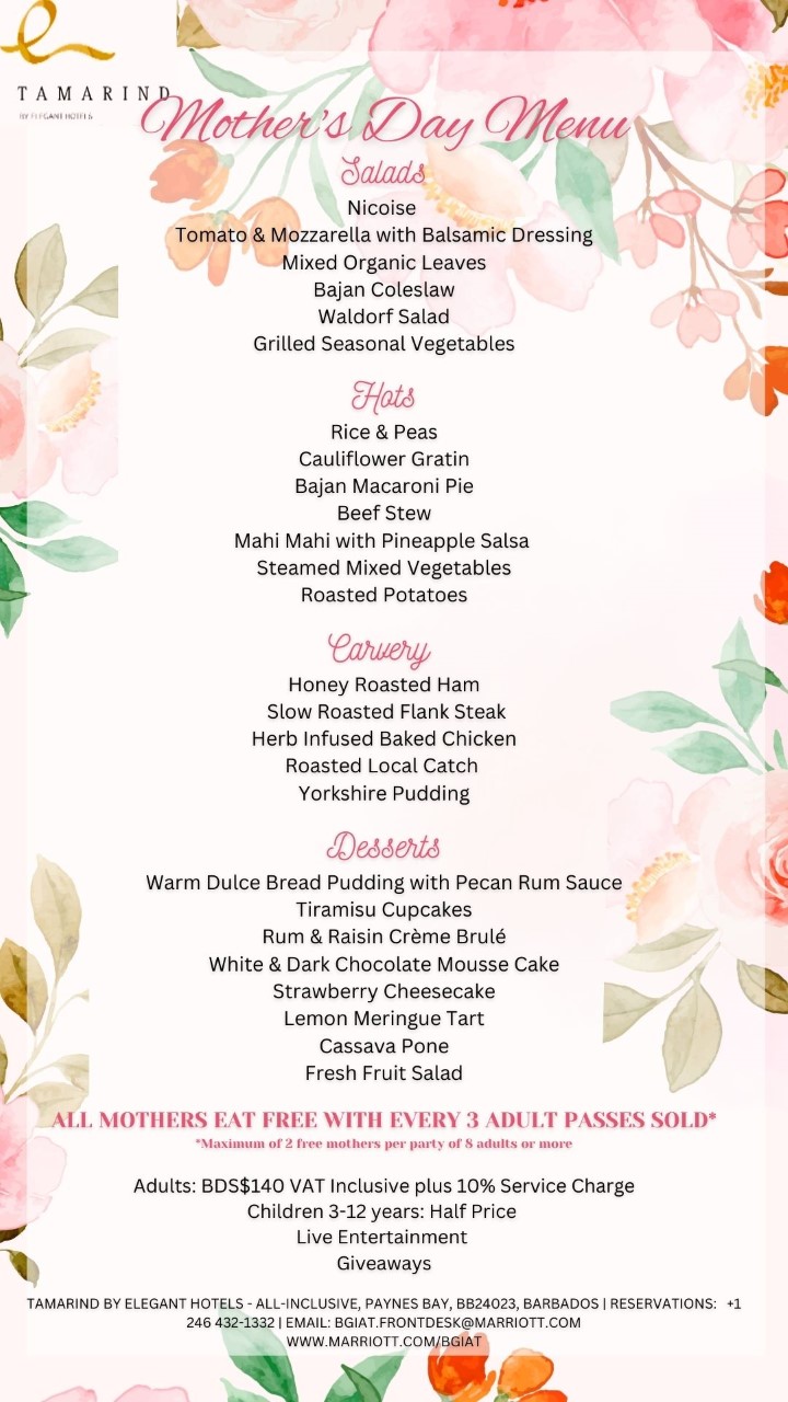 Celebrate Mother's Day @ Tamarind Hotel's Special Mother's Day Menu