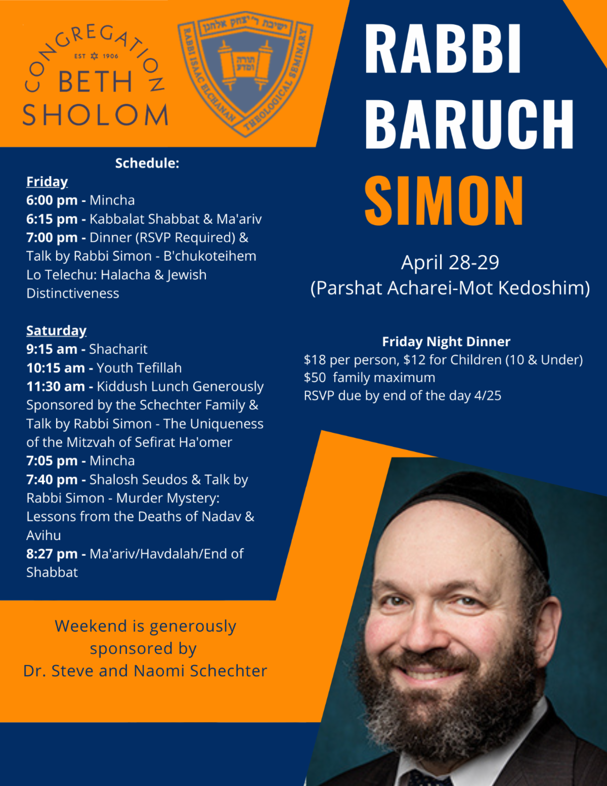 CBS Announcements: Parashat Achrei Mot-Kedoshim