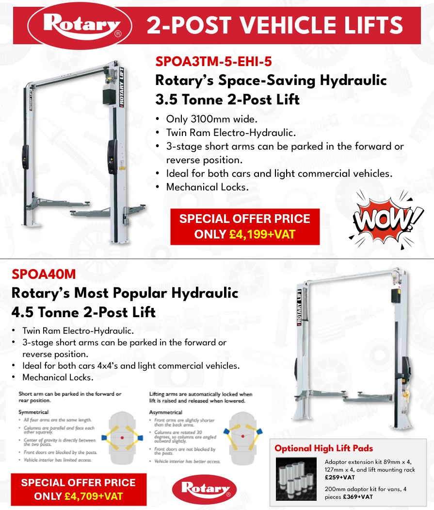 Raise Your Game: Special Deals on Rotary 2-Post Vehicle Lifts