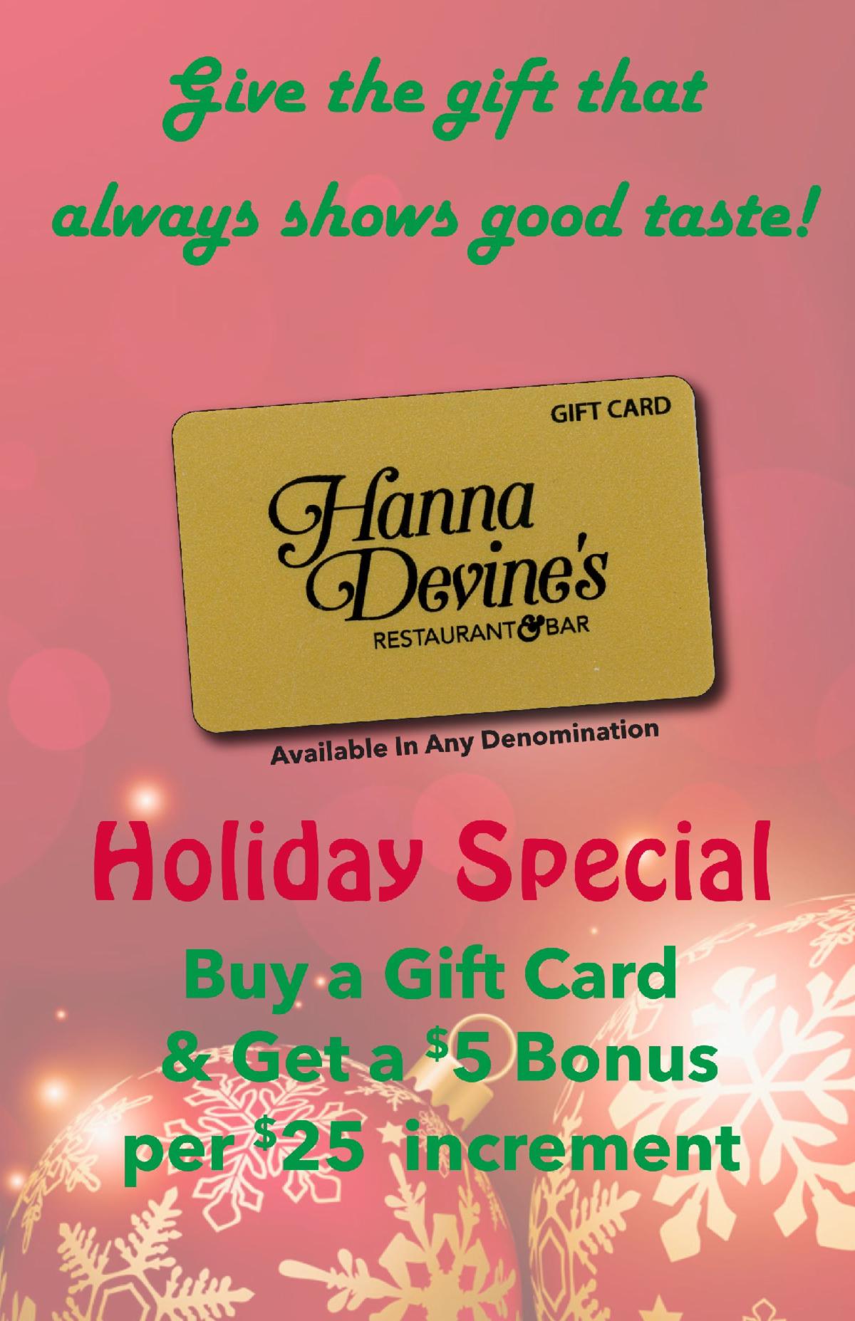 Hanna Devines Is Open For Lunch at 11:30 Today