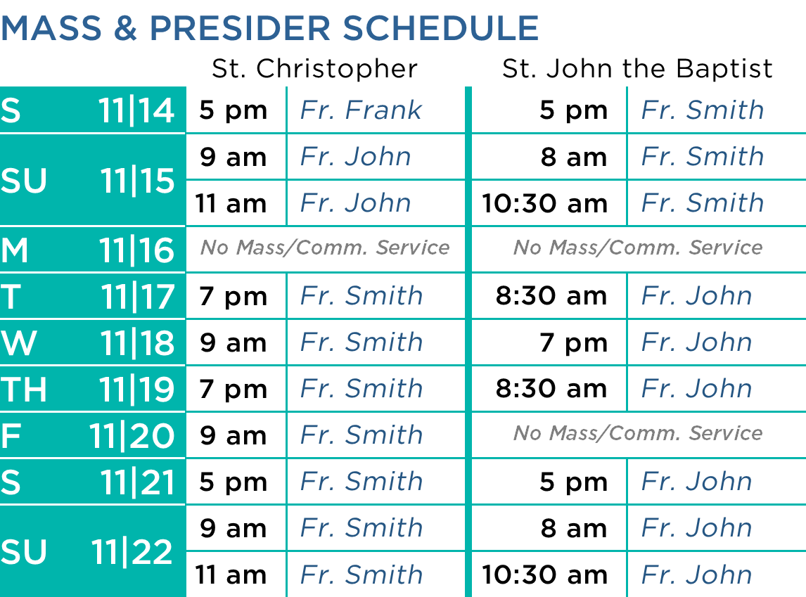 November 14 2020: Parish Update