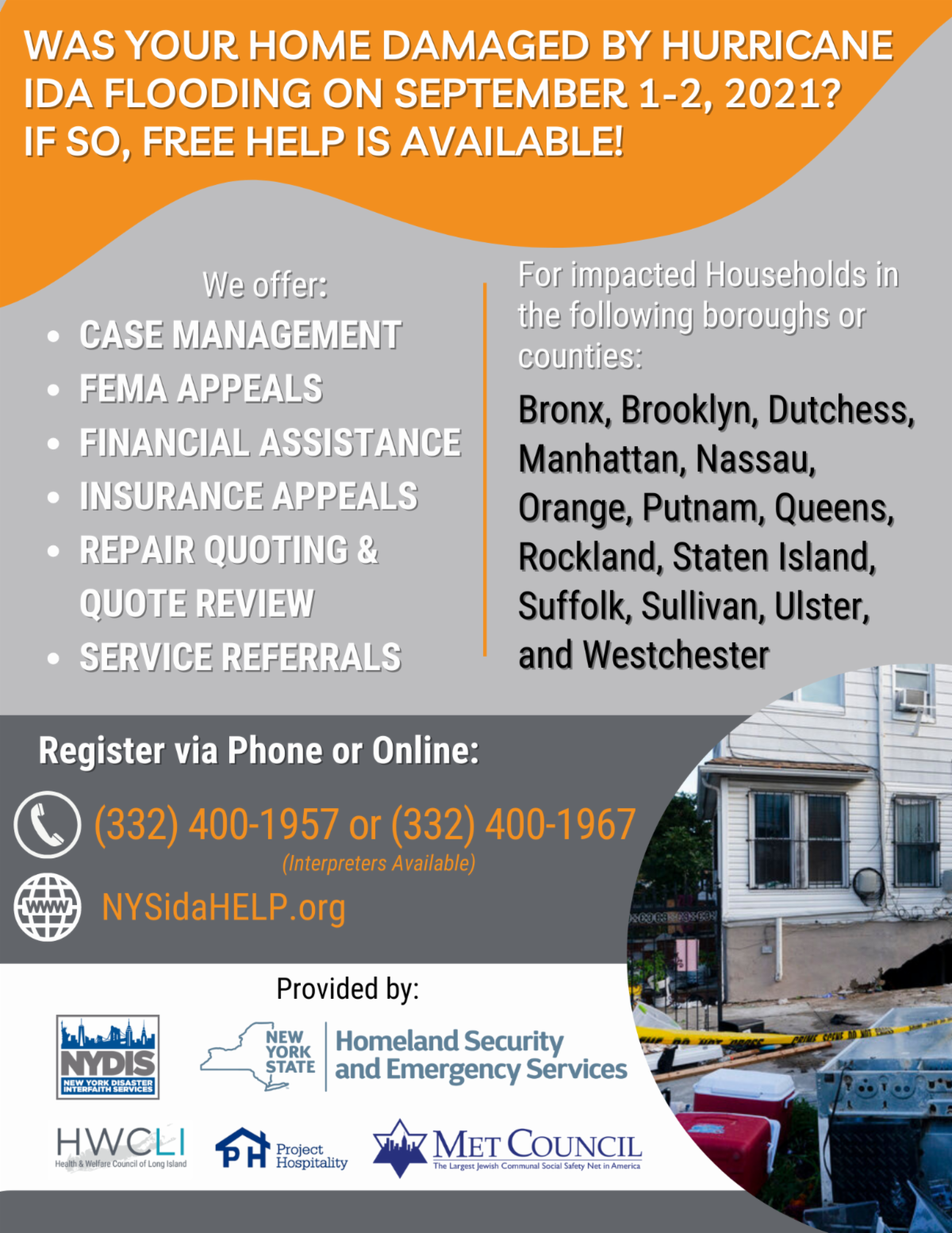 Register for Help: Ida Flooding Disaster Case Management Program