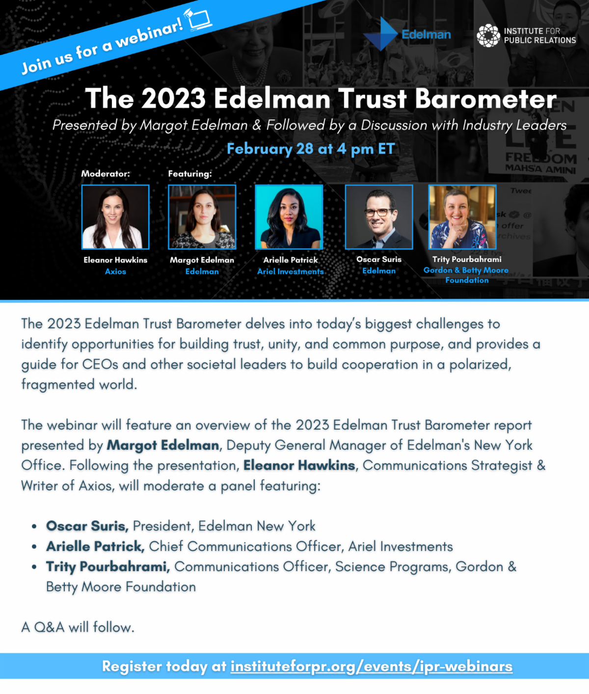 Register Now! Free IPR Webinar: 2023 Edelman Trust Barometer 📊🔍