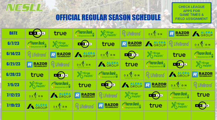 NCSLL Week 6 Matchups & Playoff Details