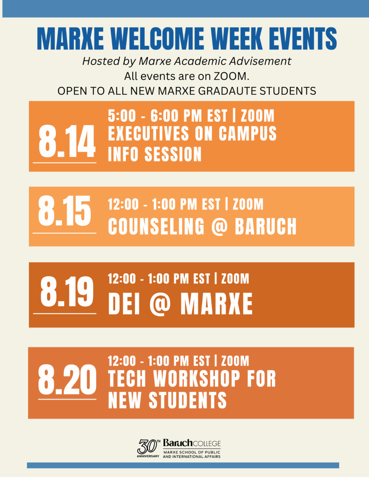 Orientation, Registration & New Marxe Student Information