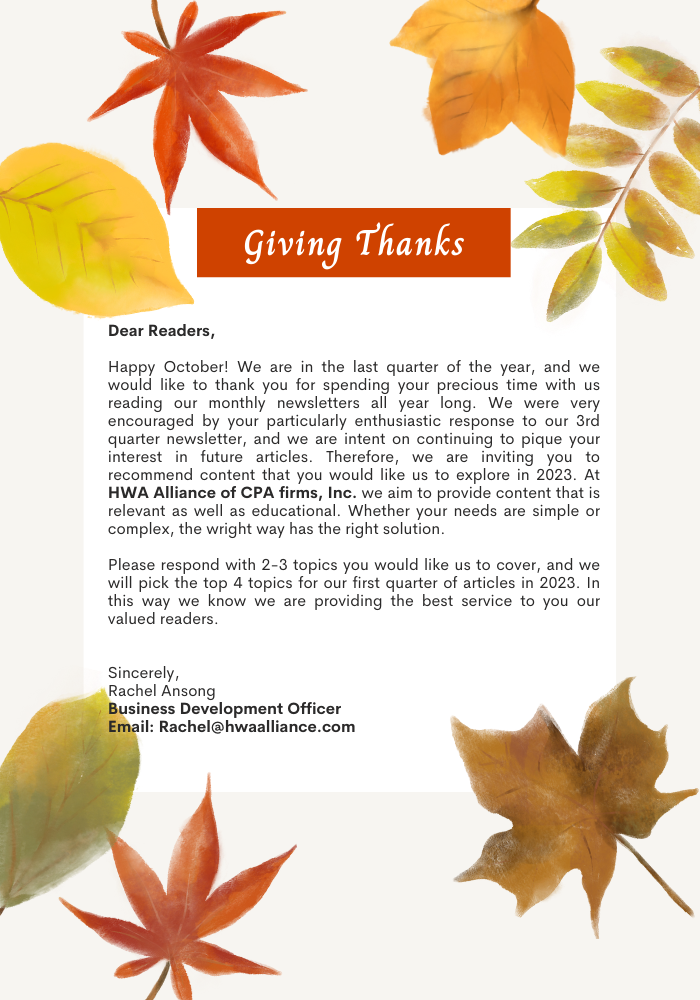 Thank you for reading our monthly newsletters