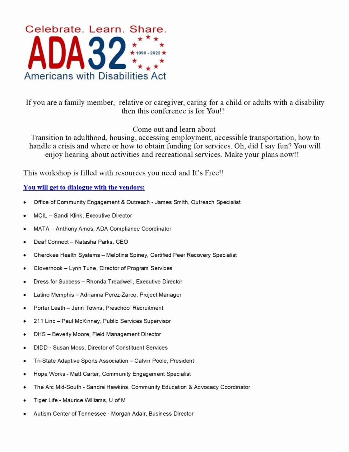 Americans with Disabilities Act (ADA) 32nd Anniversary