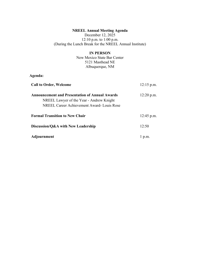 NREEL Section: Annual Meeting Agenda and Notice of 2025 Natural ...