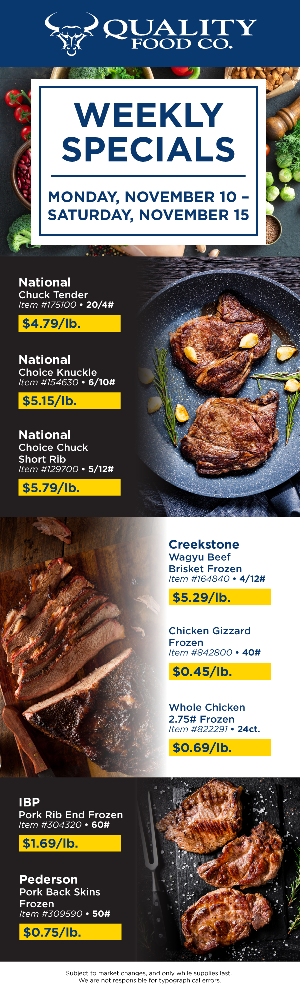 Weekly Specials start on Monday, November 10 - Saturday, November 15