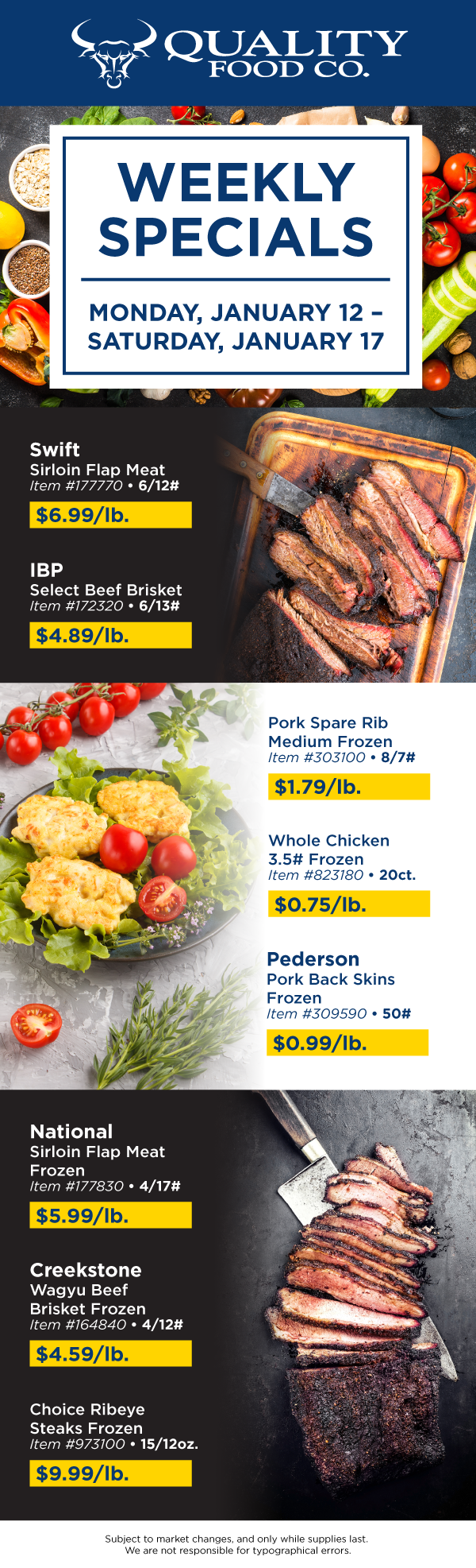 Weekly Specials start on Monday, January 12 - Saturday, January 17