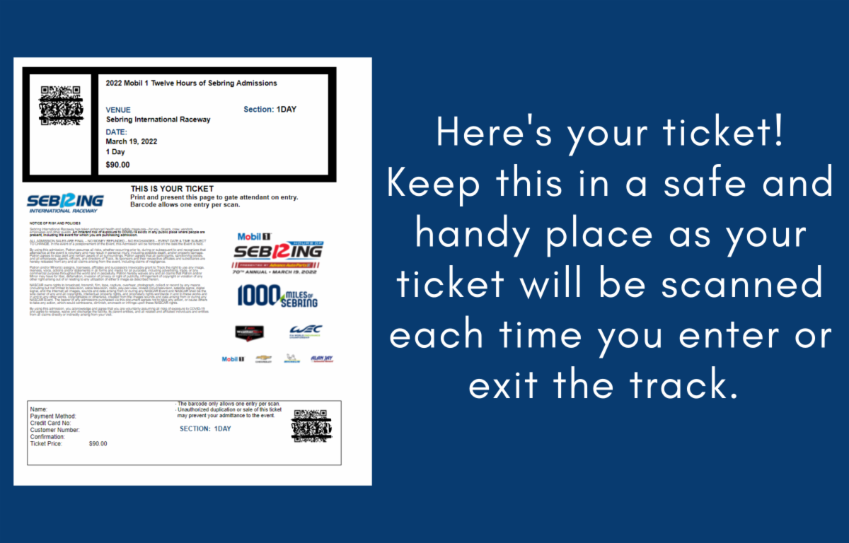 Your 2022 SuperSebring Tickets are now ready to PRINT or DOWNLOAD