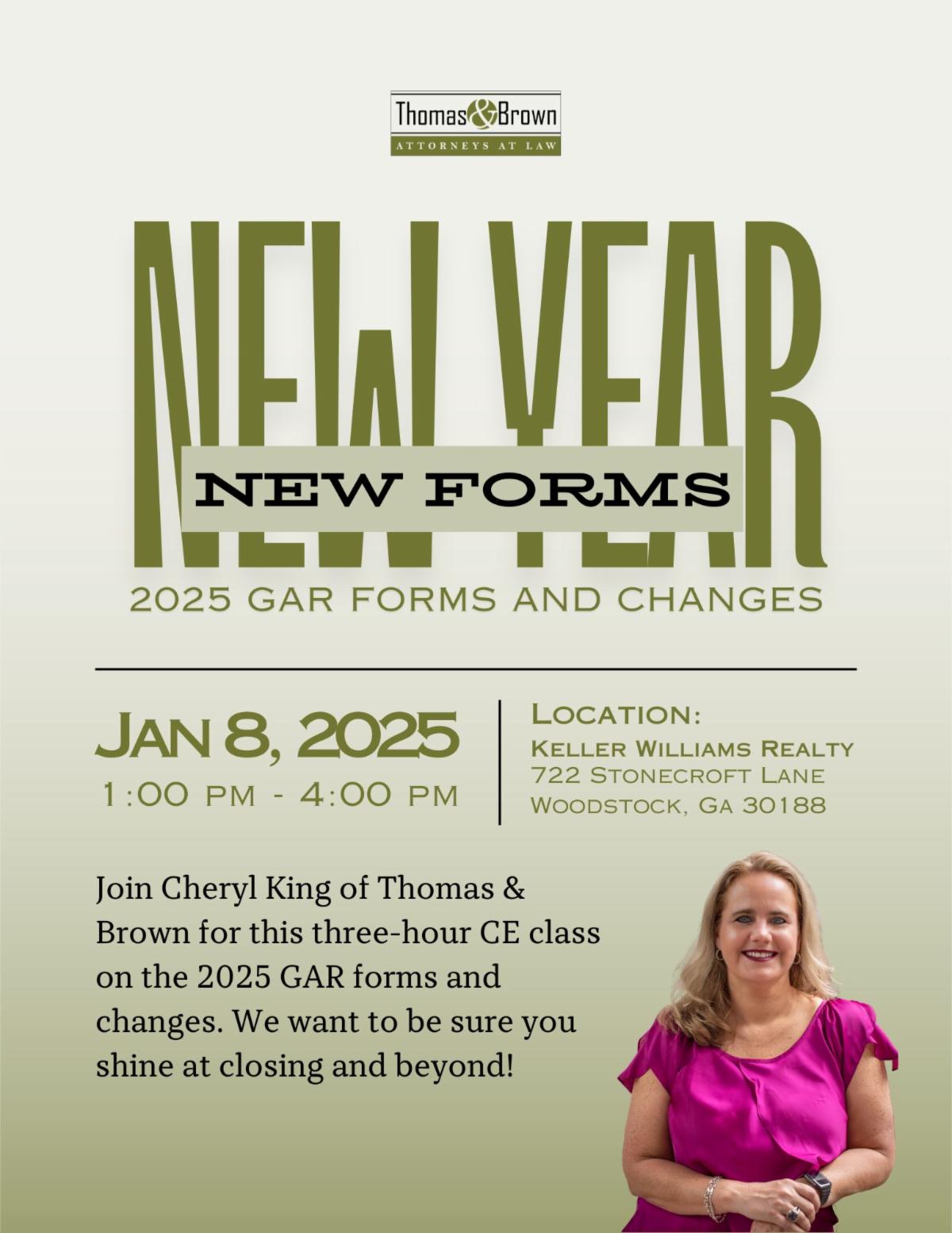 2025 Forms & Contract Changes CE Class
