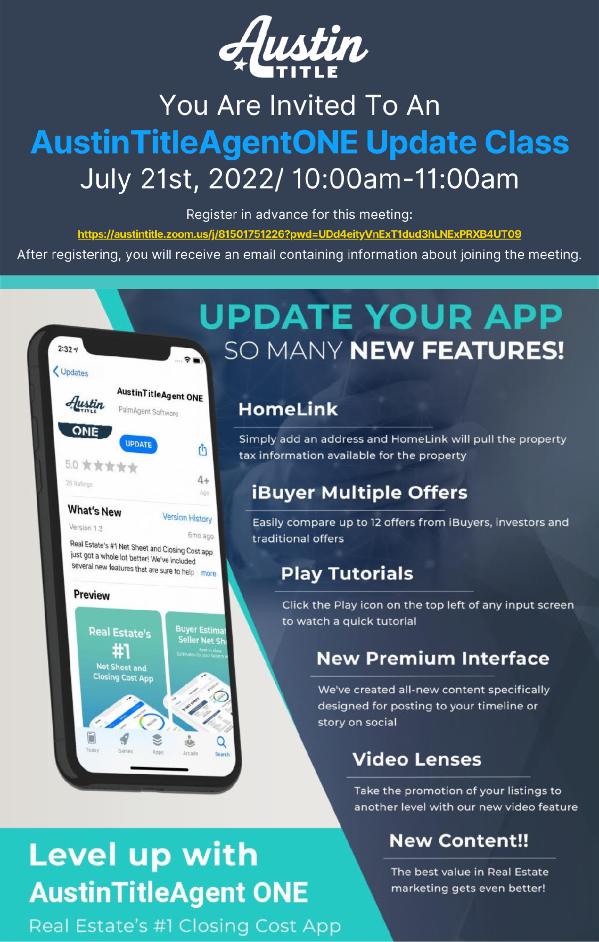 Learn the Austin Title ONE App - Thursday 7/21/2022 at 10am!