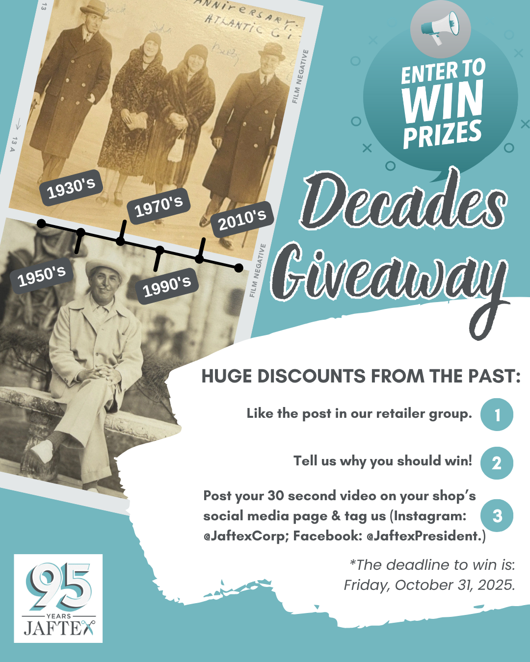 EXTENDED! Enter the Jaftex Decades Giveaway to Win BIG Prizes!