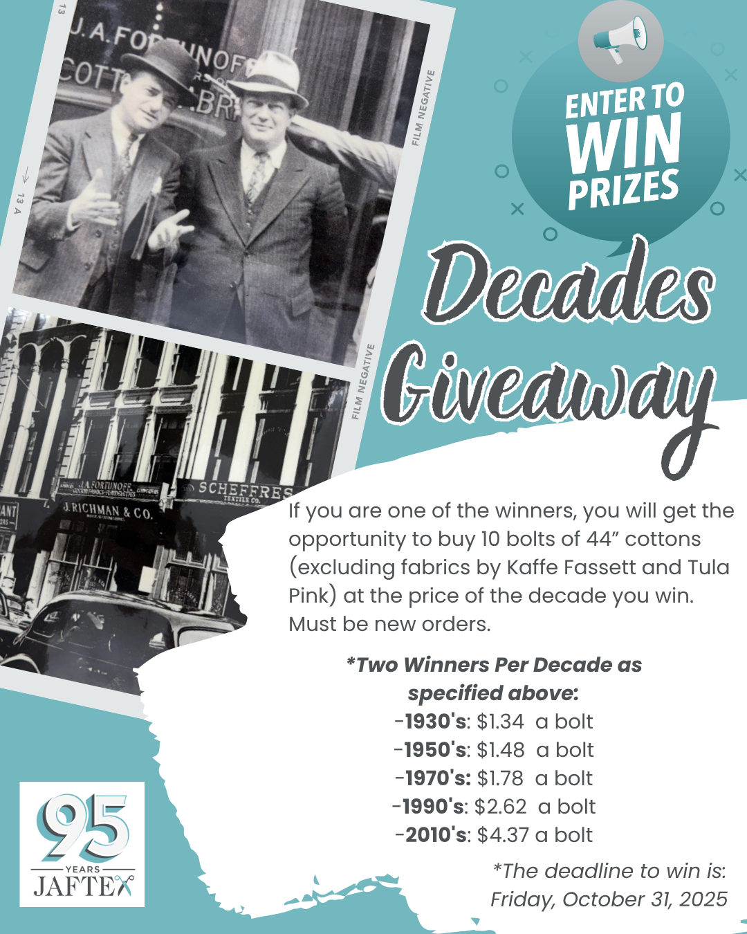 EXTENDED! Enter the Jaftex Decades Giveaway to Win BIG Prizes!