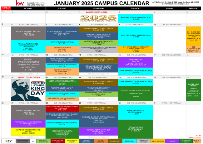January 2025 Campus Calendar