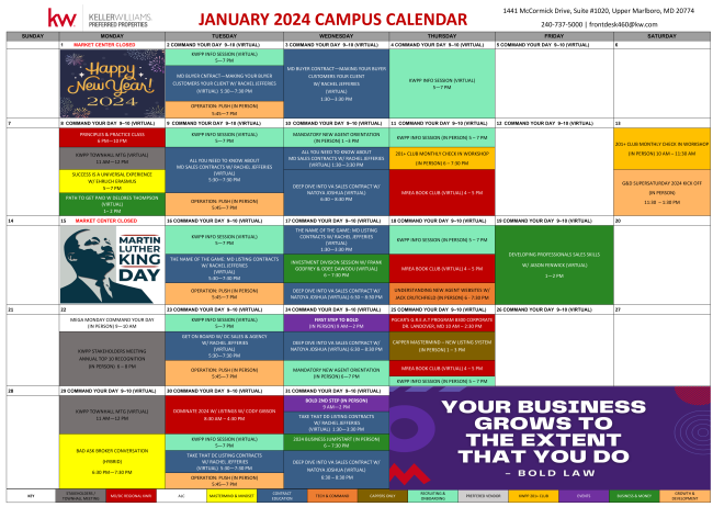 January 2024 Campus Calendar