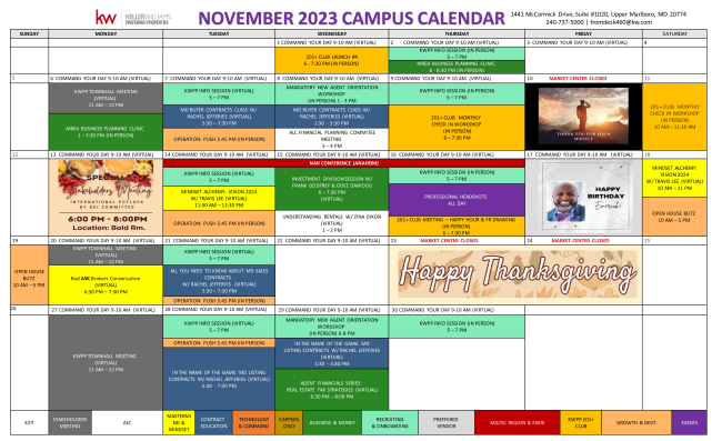 November 2023 Campus Calendar