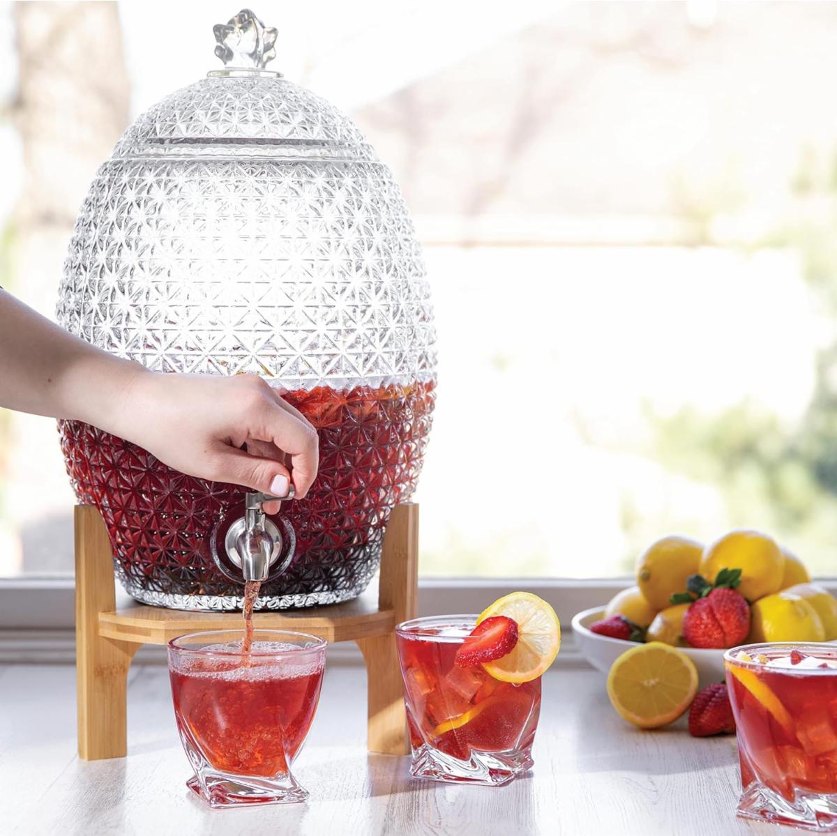 kitchentoolz 2.5 Gallon Glass Iced Beverage Dispenser with Stainless ...