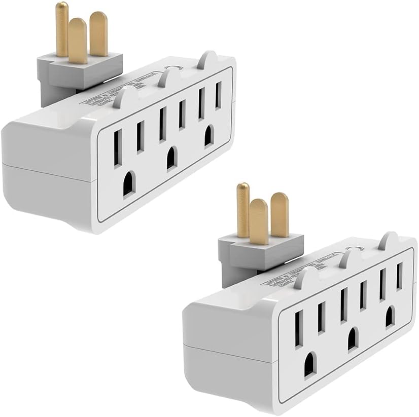 Power Outlet Splitters Rotating & 2 Prong to 3 Prong Outlet Converters ...