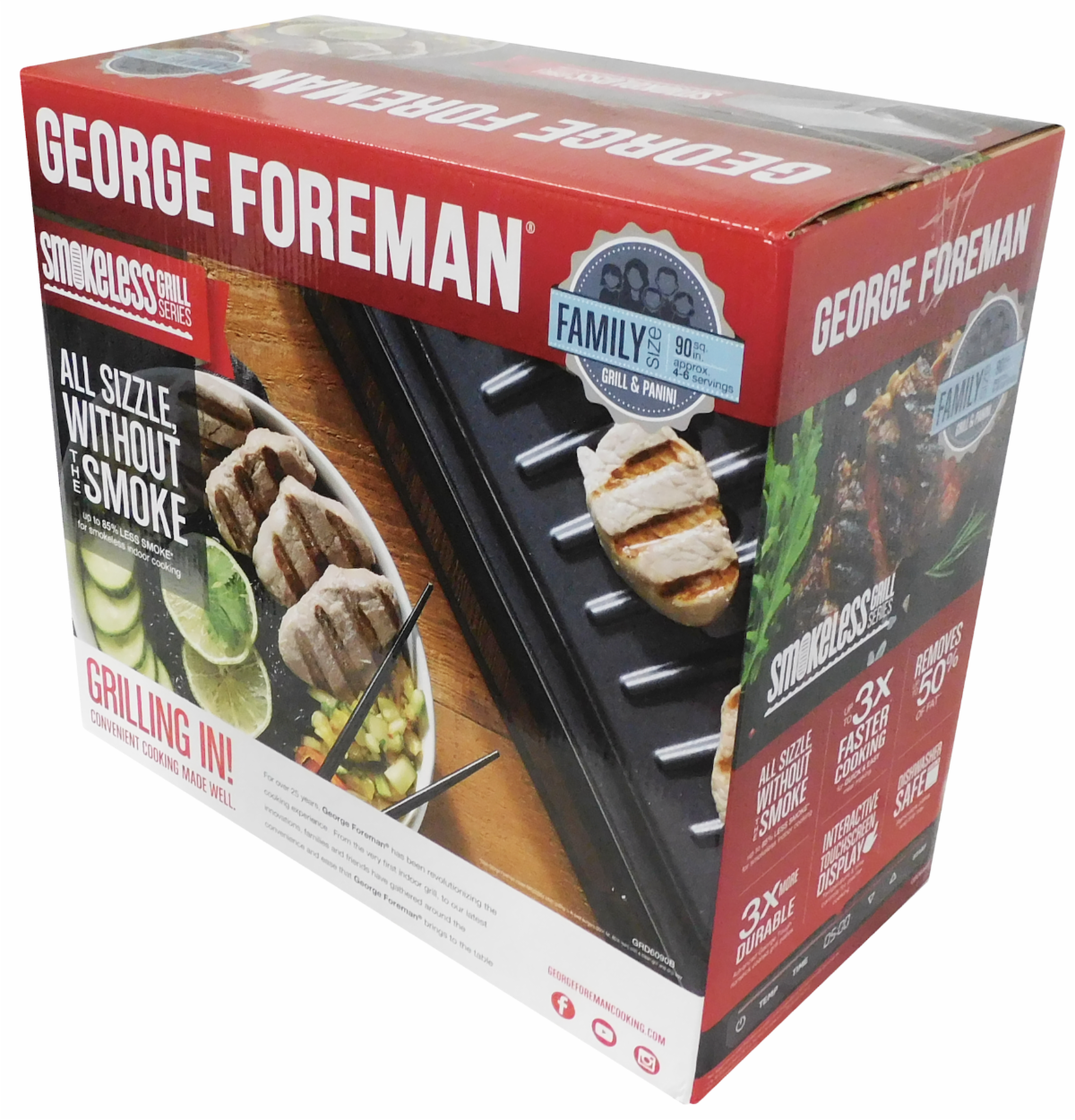 George Foreman Smokeless - Digital Smart Select Family Size Grill
