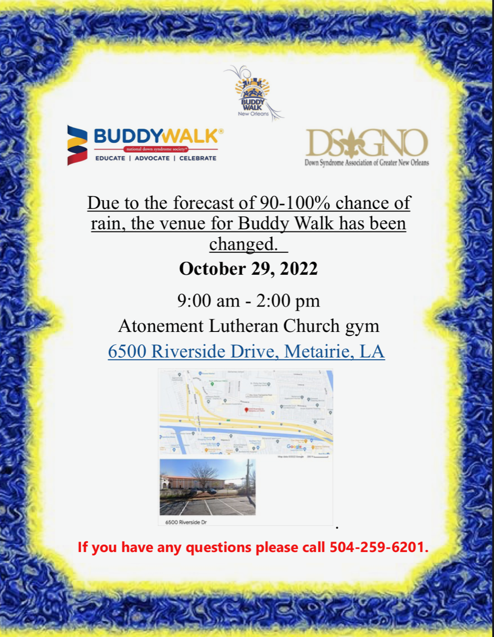 ALERT!! NEW BUDDY WALK VENUE