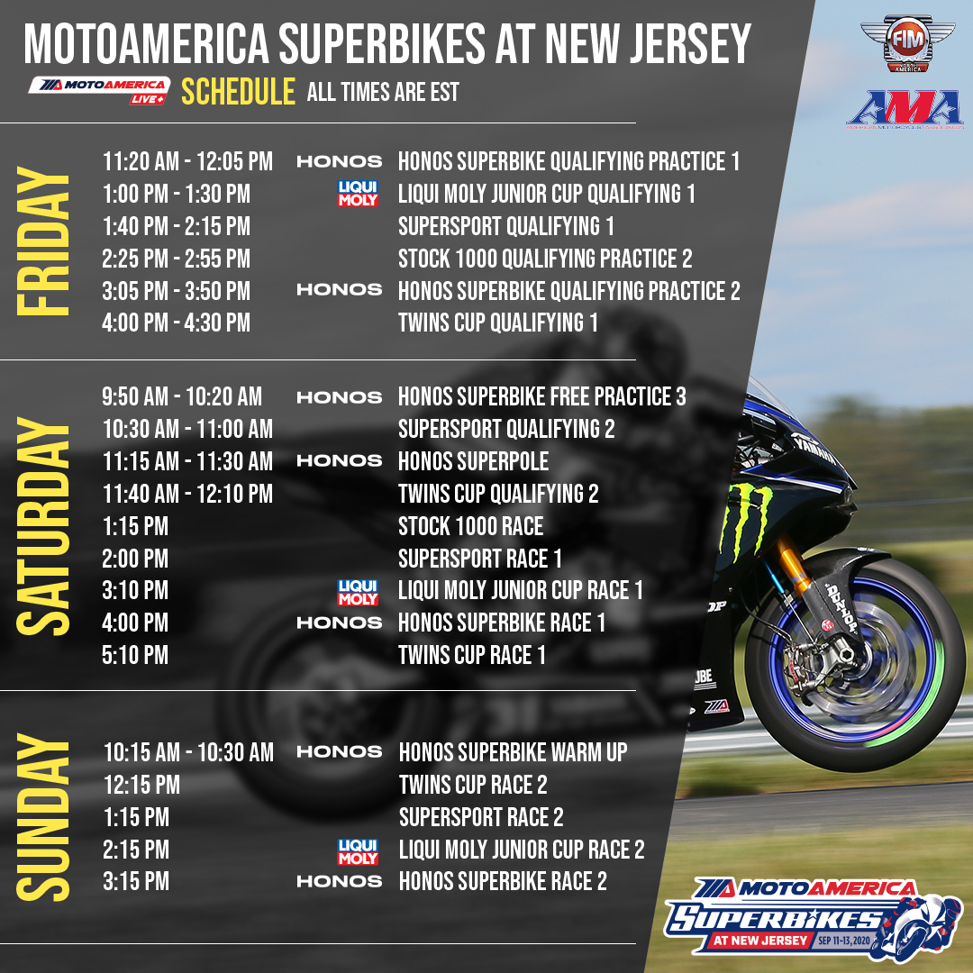 Complete Viewing Schedule: MotoAmerica Live from New Jersey Motorsports ...