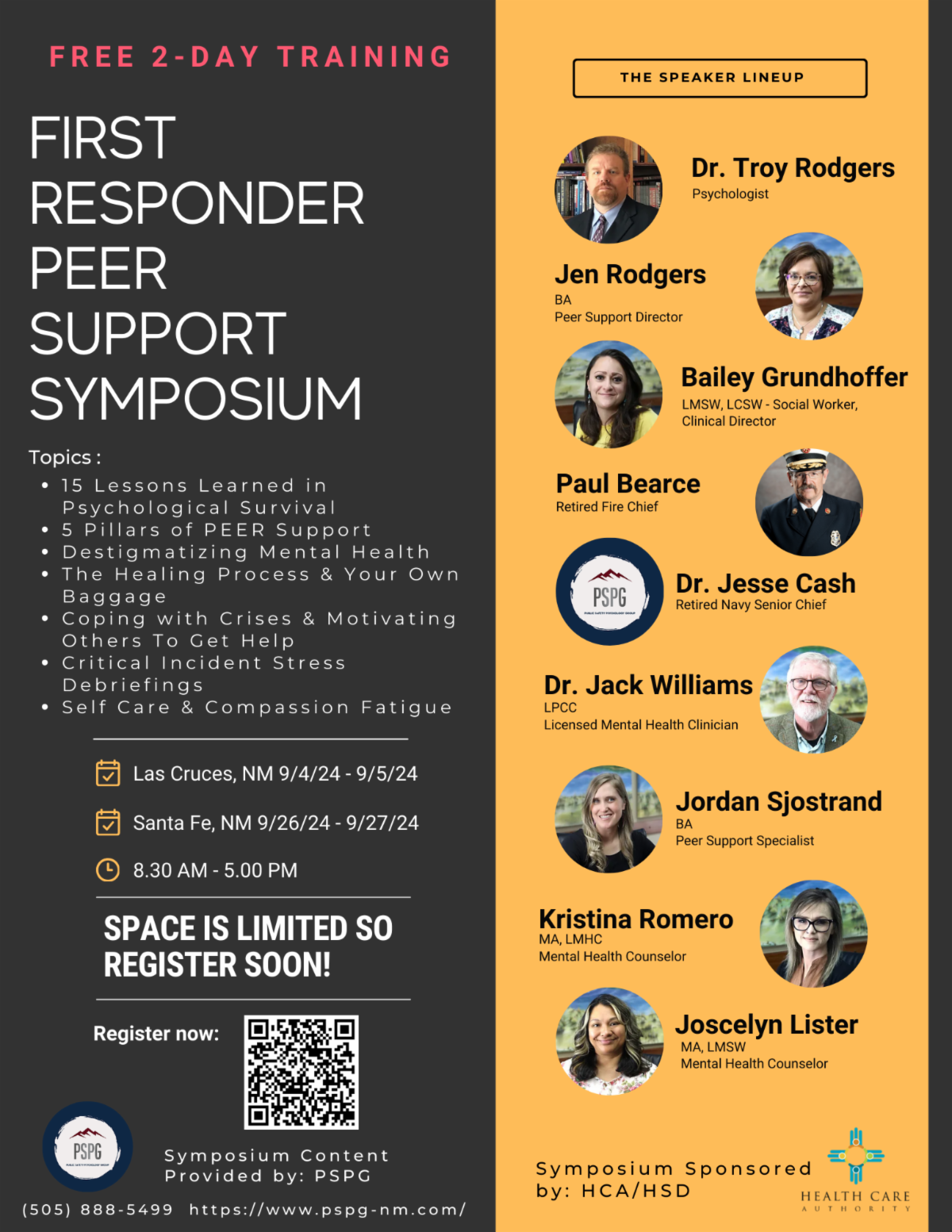 First Responder PEER SUPPORT SYMPOSIUM- FREE to Attend