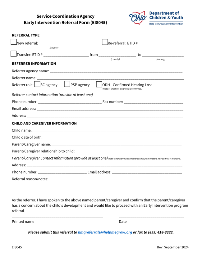 The Early Intervention Central Intake Bulletin: November 2024