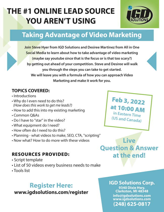 Member IGD Solutions shares how to take advantage of Video Marketing