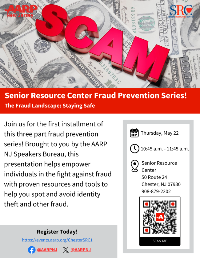 AARP/SRC joint 3 part series on Scams, Fraud and Cybersecurity