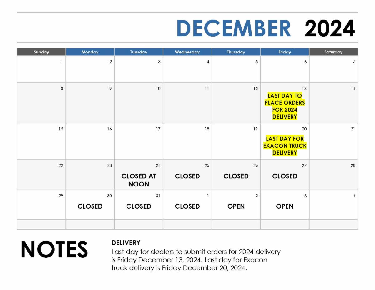 Important December Dates!