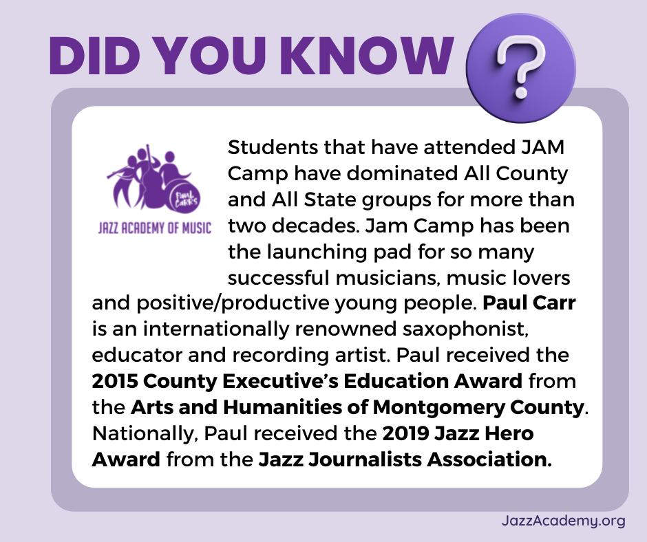 JAM CAMP! Maryland's Premier JAM Camp for 21 Years!