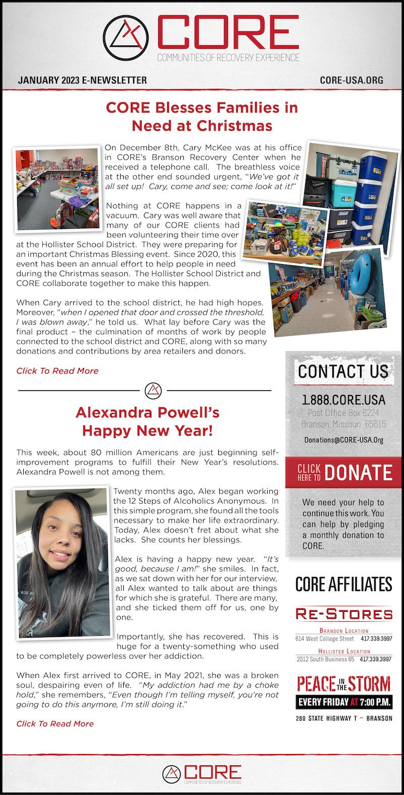 CORE: January 2023 E-Newsletter: CORE Blesses Families In Need At Christmas