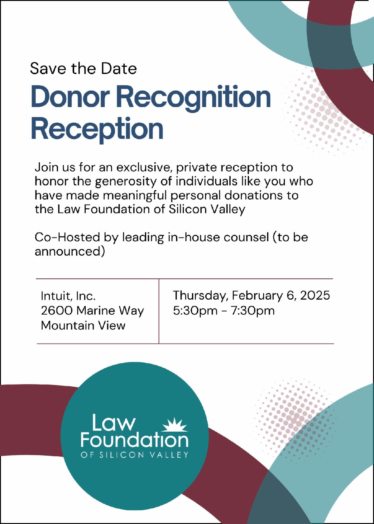 Announcing New Donor Recognition Reception - February 6, 2025