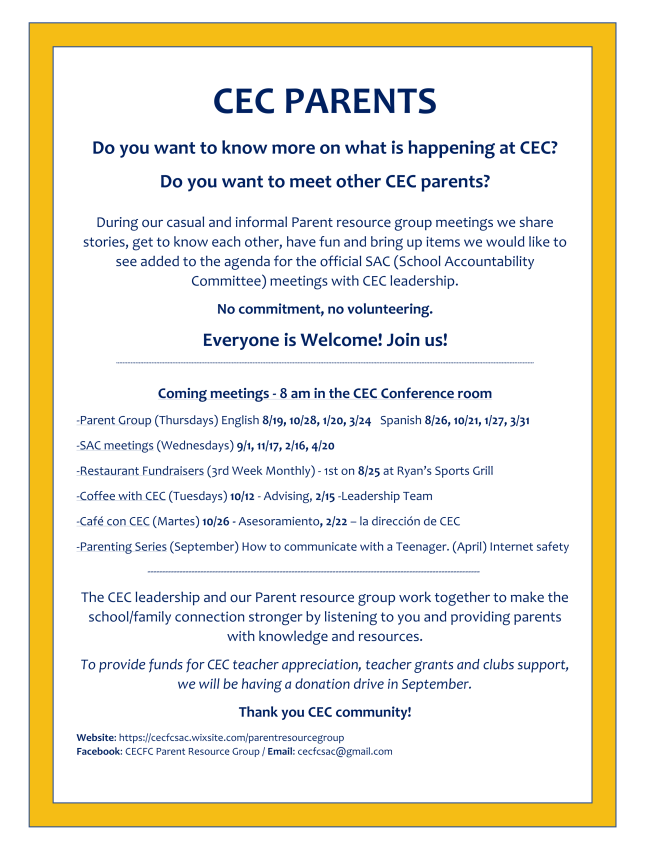 CECFC Middle School Newsletter