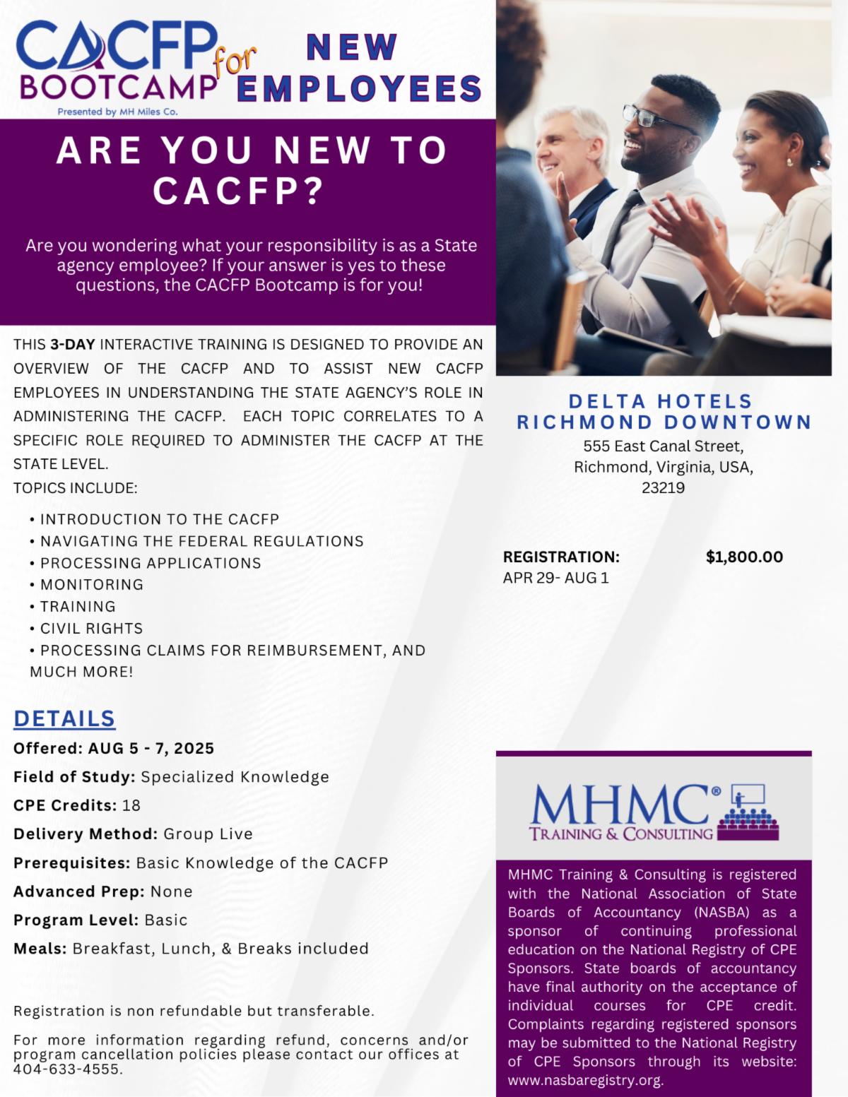 CACFP Bootcamp for New Employees