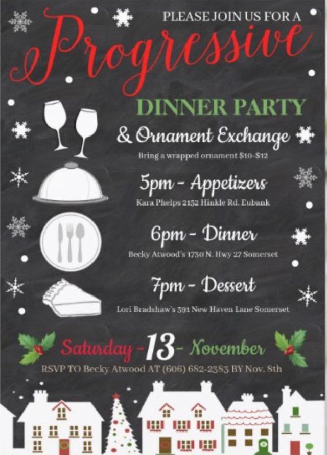 Ladies Progressive Dinner Party | Saturday, November 13th