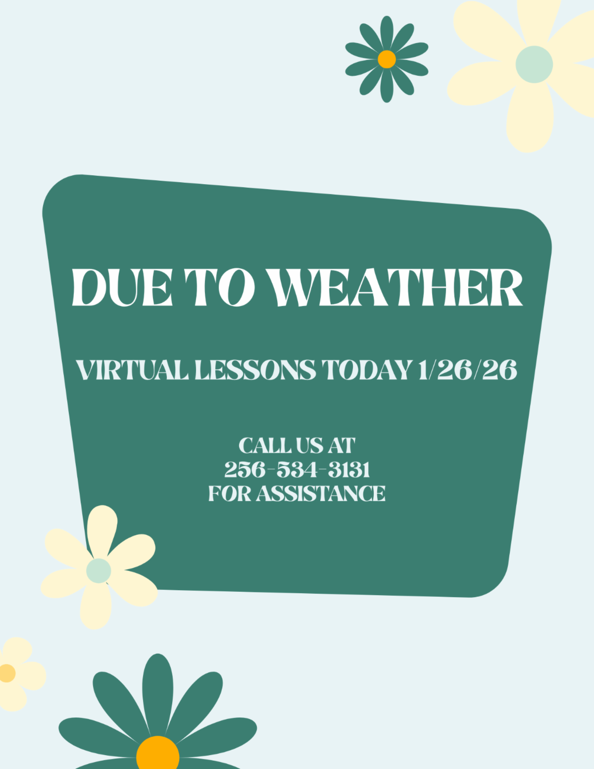 Virtual Lessons due to the Weather