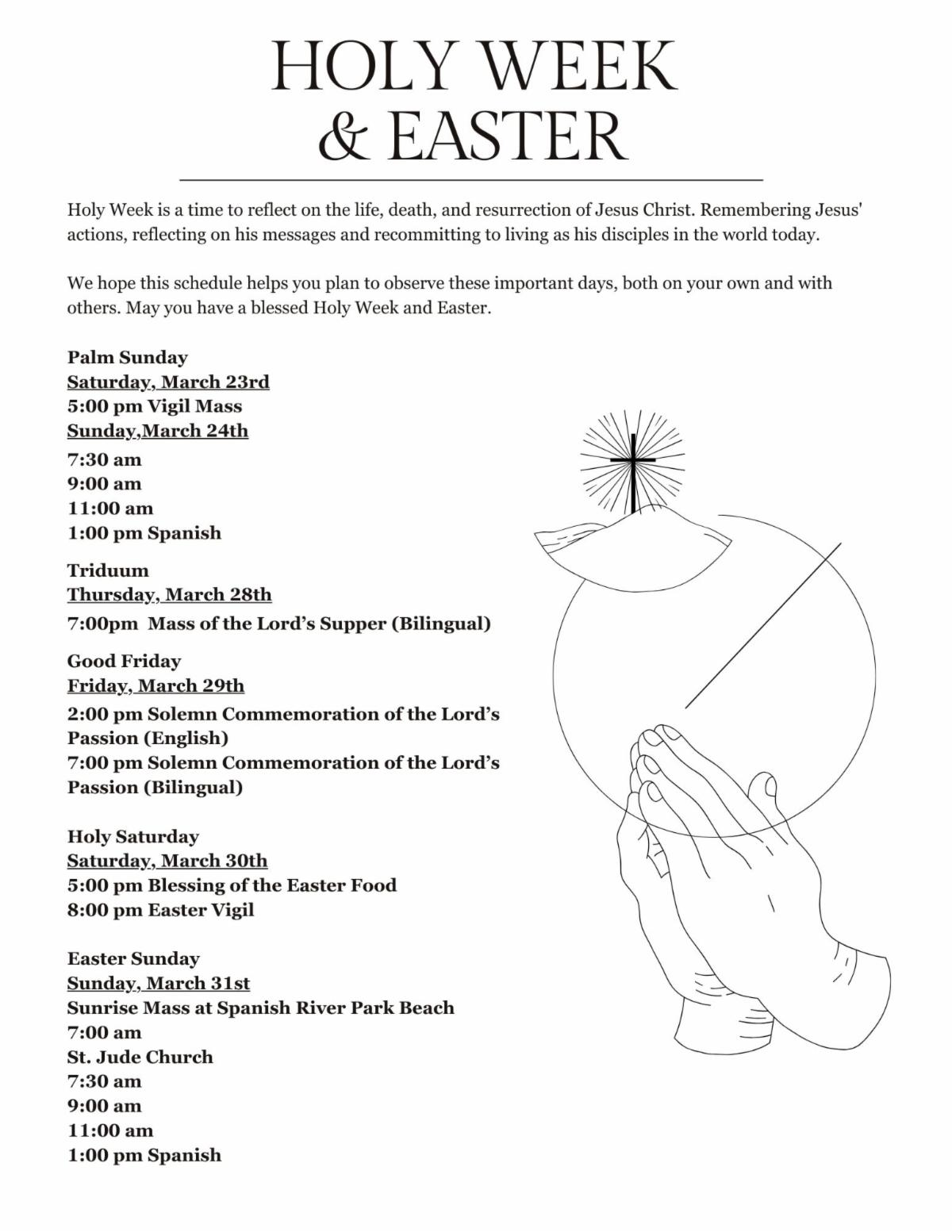 Sunrise Mass & Easter Schedule