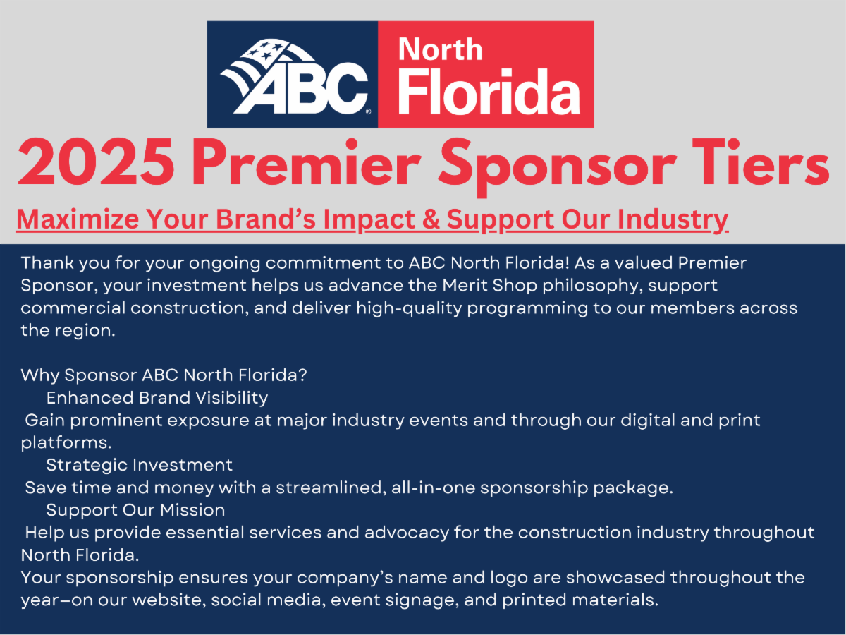 ABC North Florida 2025 Premier Sponsorships