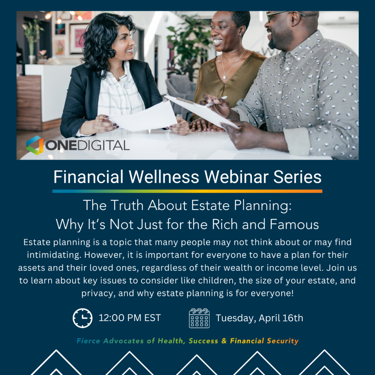 OneDigital Financial Wellness Webinar Series Invite | April 2024